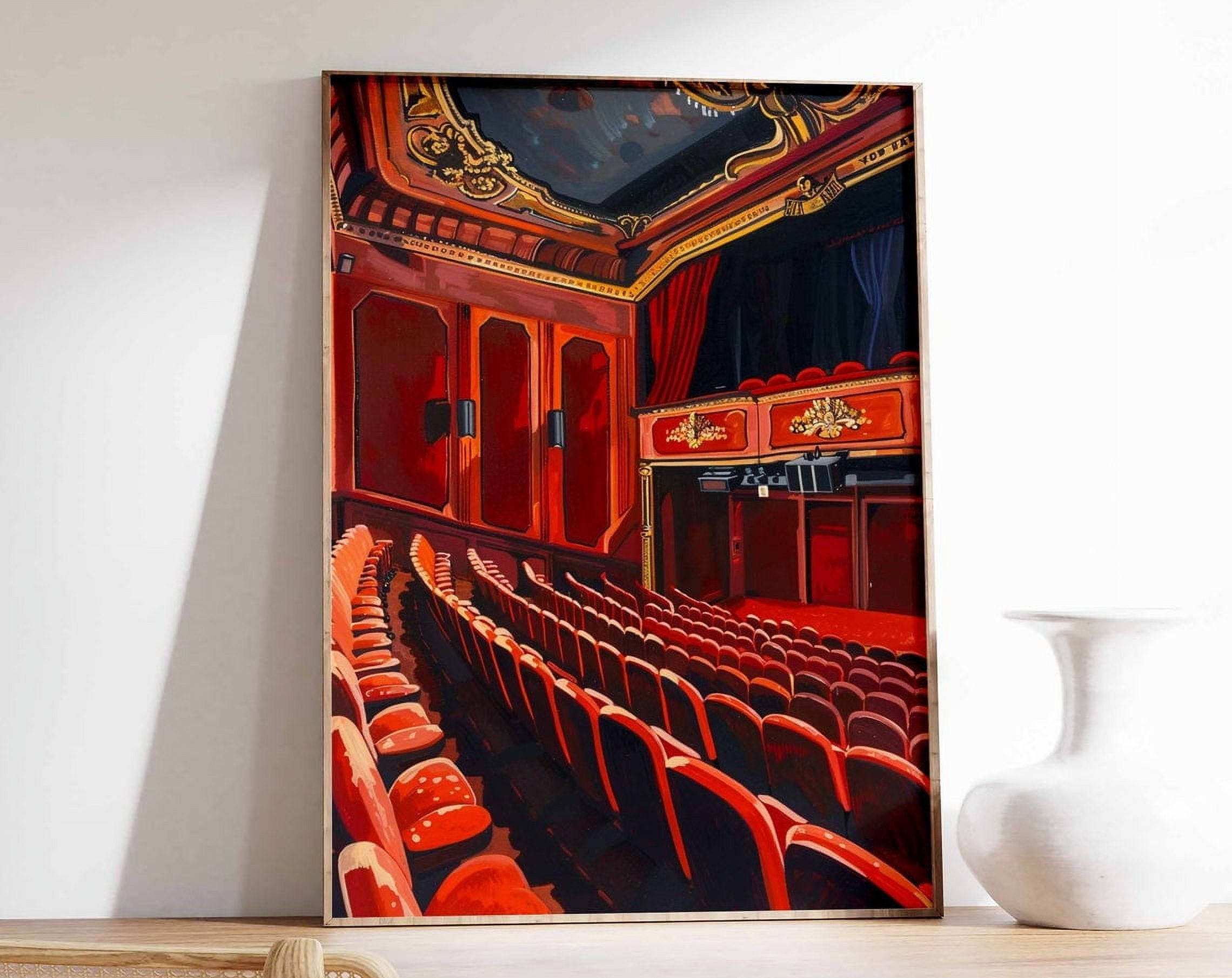 Vintage Movie Theatre Poster, Retro Cinema Art, Classic Film Wall Decor ...
