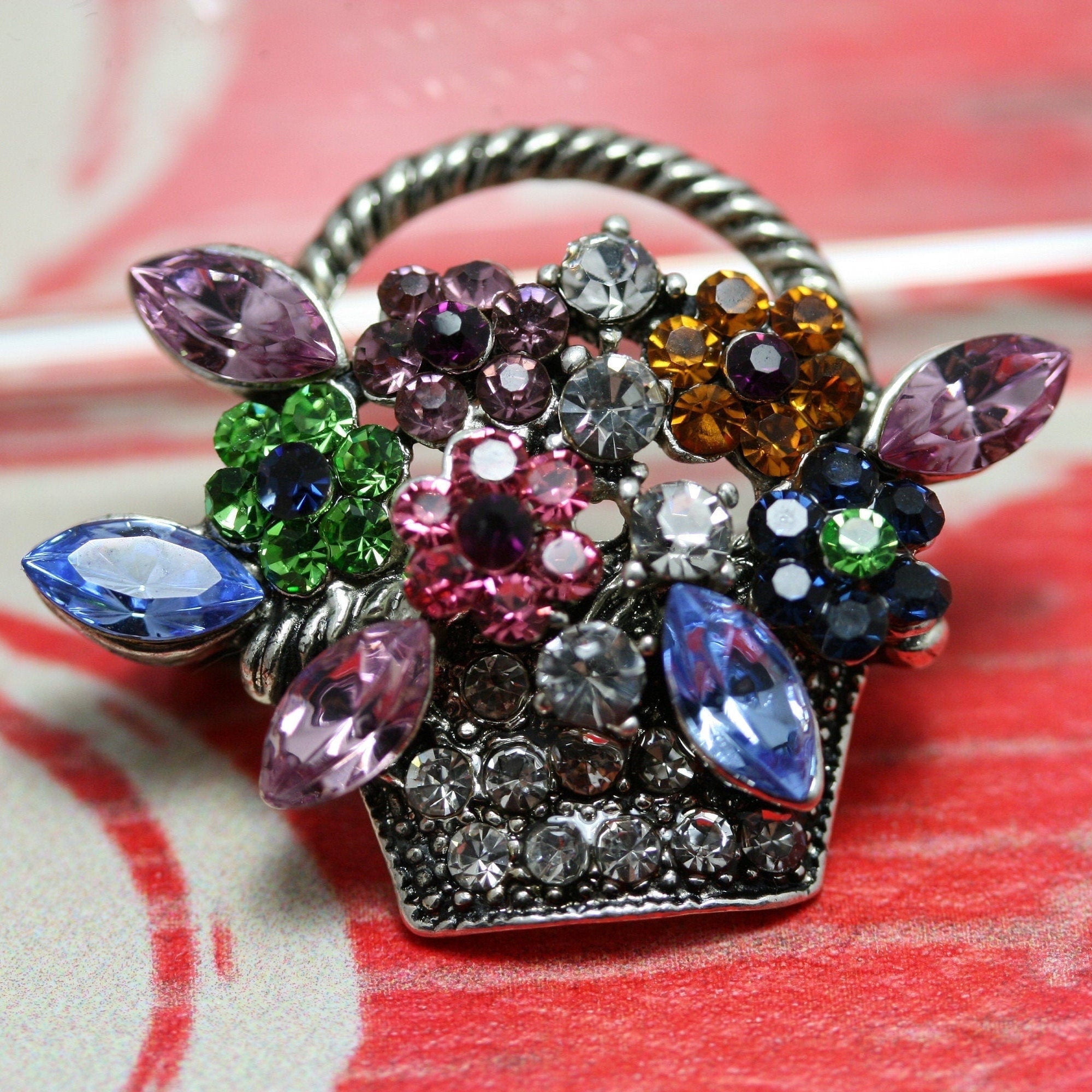 Vintage Multi Rhinestone Spring Mother's Day Easter Bouquet Flower ...