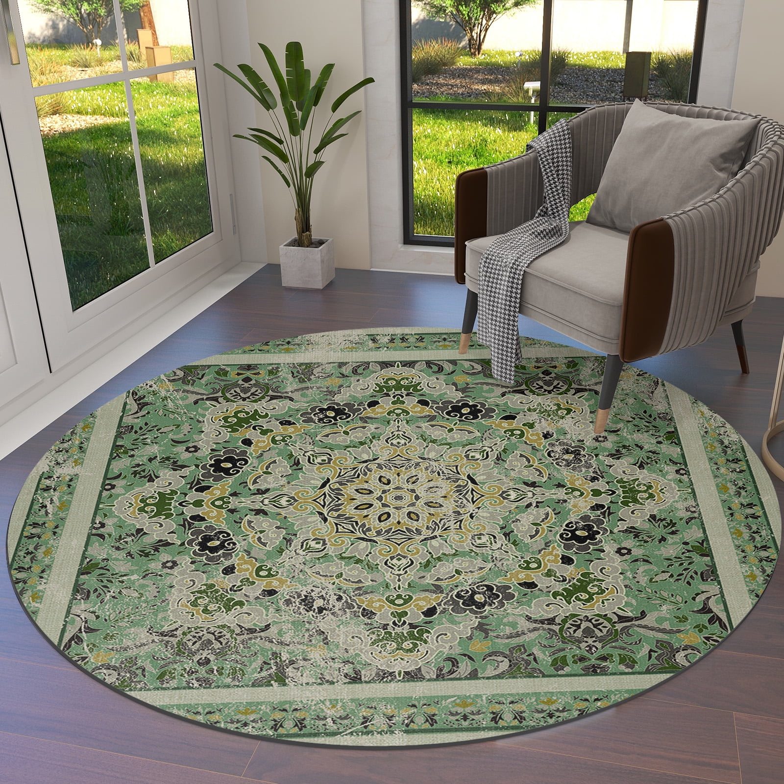 Vintage Mural Medieval Türkiye Pattern Round Area Rug Carpets for ...
