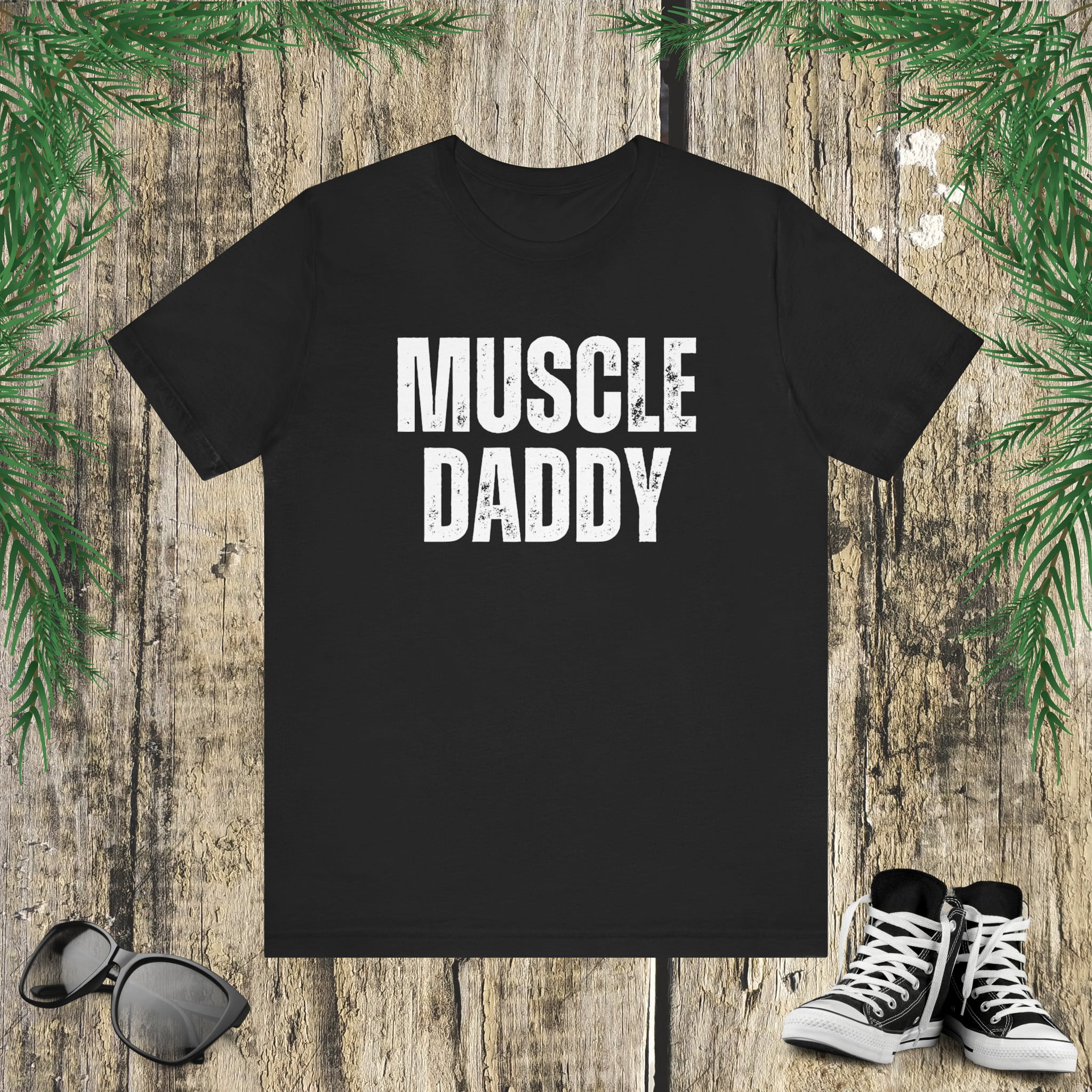 Vintage Muscle Daddy Weightlifter dad cool father workout Unisex T ...
