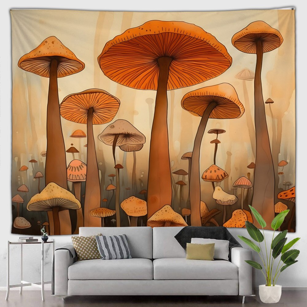 Vintage Mushroom Butterfly Flower Tapestry Moon Star Rustic Home Patio ...