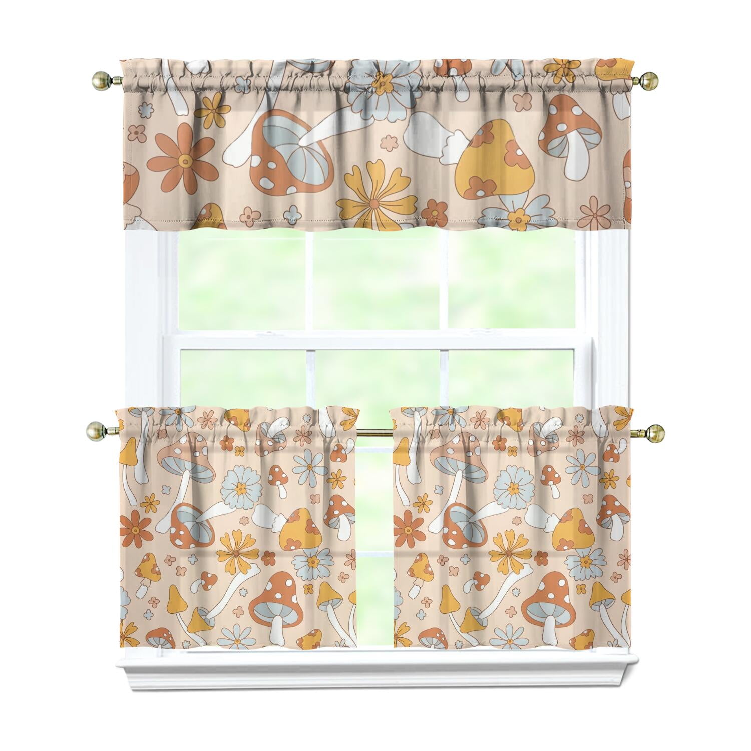 Vintage Mushroom Cafe Curtains 3 Pack - Botanical Mushroom & Gothic ...
