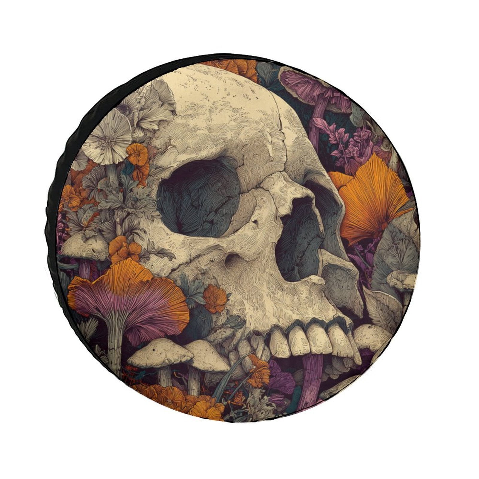 Vintage Mushroom Skeleton Skull Heavy Duty Spare Tire Cover Halloween ...