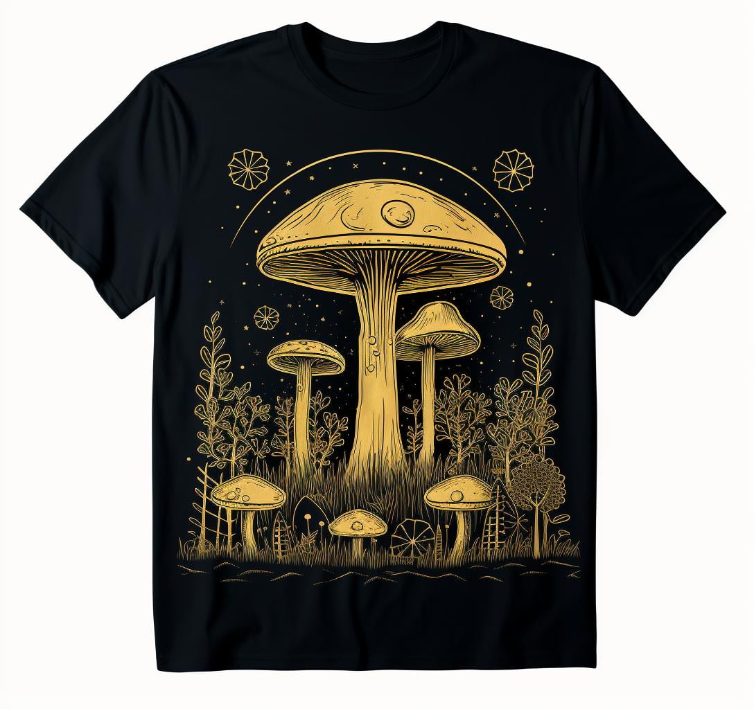 Vintage Mushroom T-Shirt Men's Retro Fungi Tee Psychedelic Fashion ...