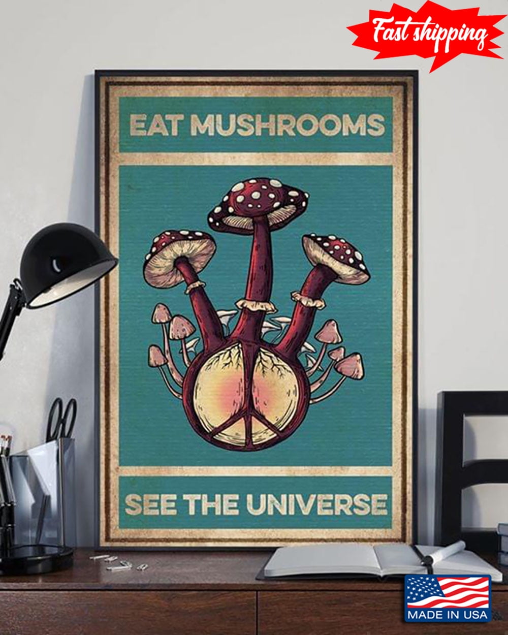 Vintage Mushrooms With Hippie & Peace Sign Eat Mushrooms See The ...