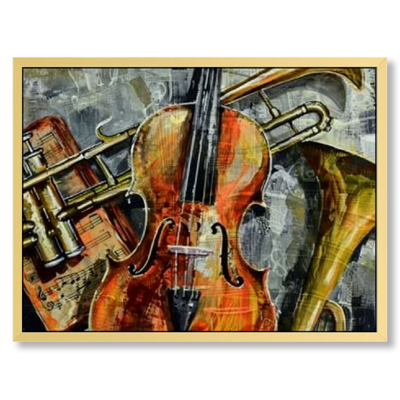 Vintage Music Canvas Wall Art Abstract Guitar Drum Violin Musical ...