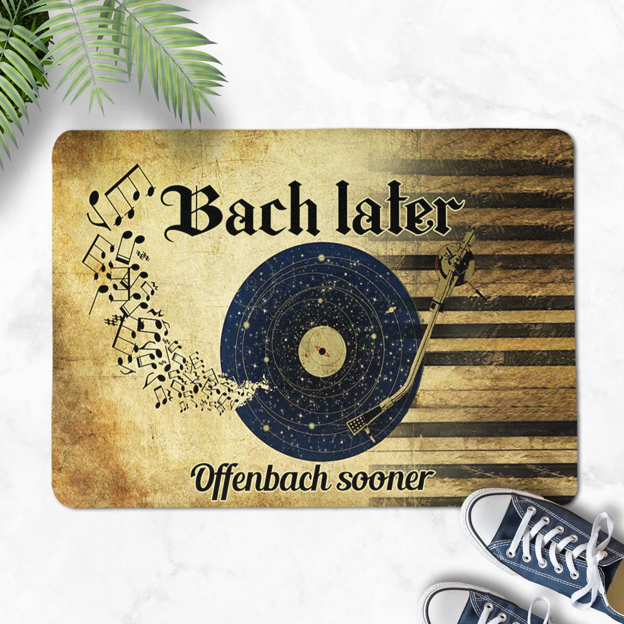 Vintage Music Lover Doormat, Retro Record Player Rug with Musical Notes ...