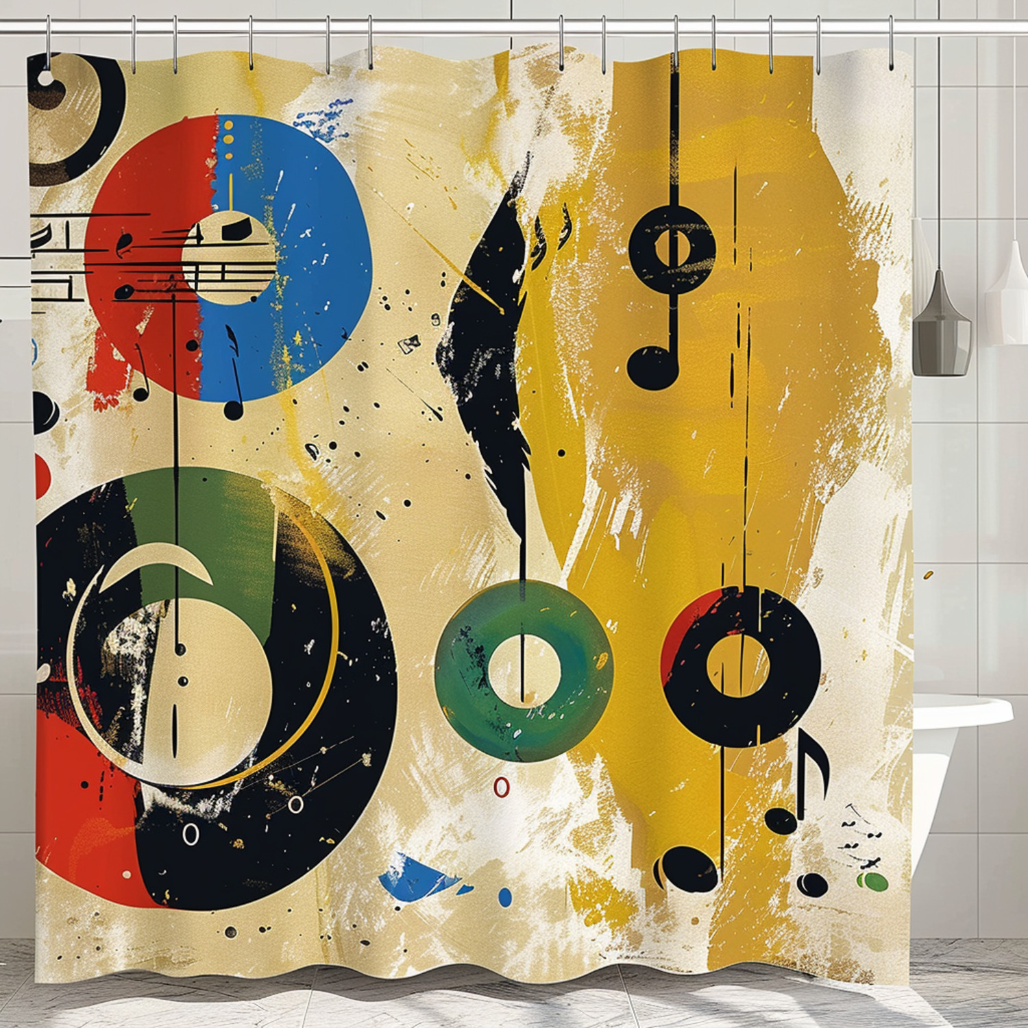 Vintage Music Note Design with Grunge Effect in Multicolor on Beige ...