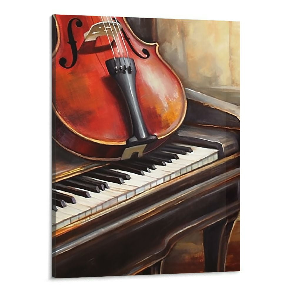 Vintage Music Wall Art Abstract Painting Canvas Prints Rustic Musical ...