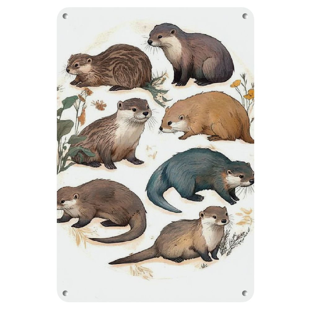 Vintage Mustelids of the World Metal Tin Sign - Rustic Iron Wall Decor ...