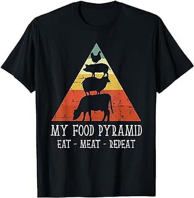 Vintage My Food Pyramid Eat Meat Repeat BBQ Lover BBQ Chef T-Shirt ...