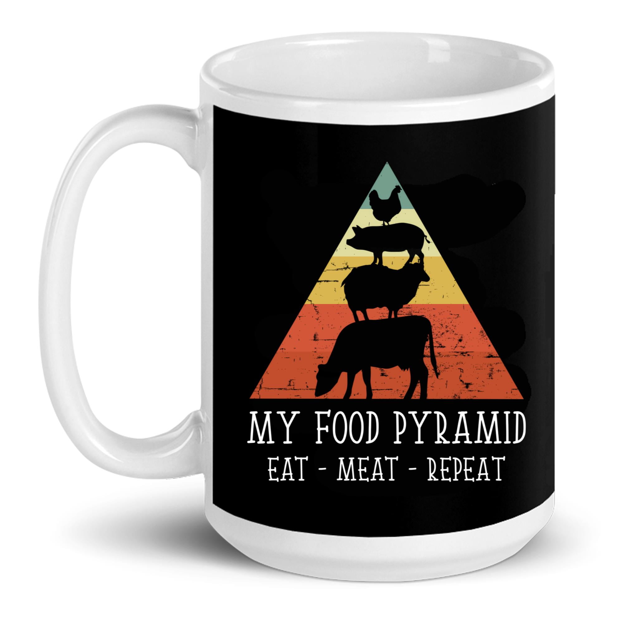 Vintage My Food Pyramid Eat Meat Repeat Bbq Lover Chef Gift Ceramic Mug ...