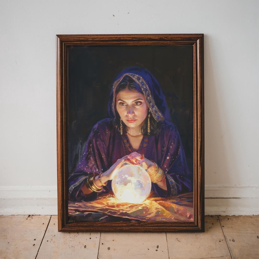 Vintage Mystical Fortune Teller Art Print, Crystal Ball, Enchanting ...
