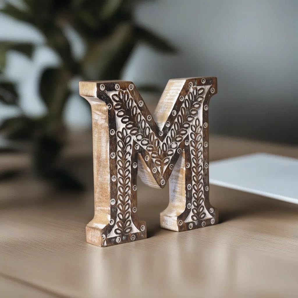 Vintage Natural Handmade Eco-Friendly "M" Alphabet Letter Block For ...