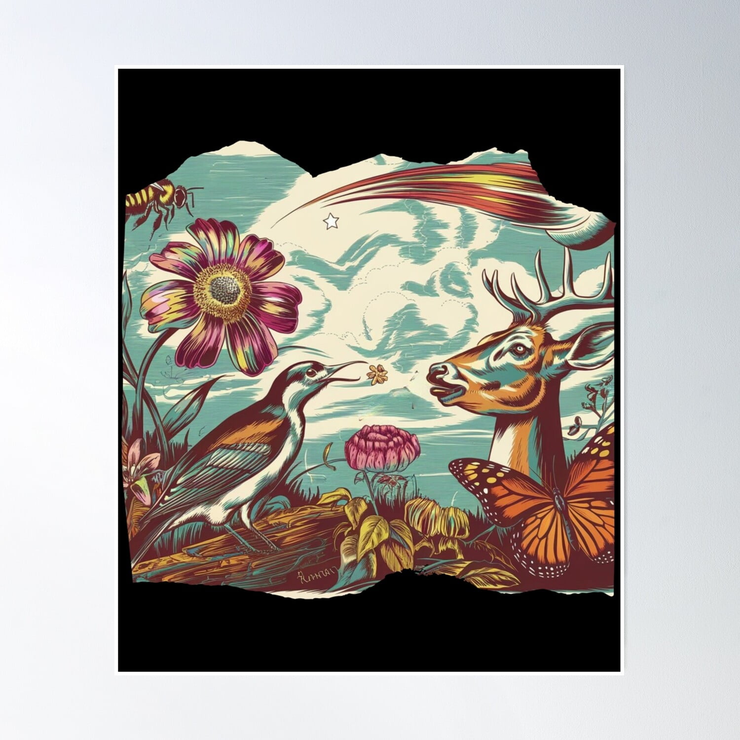 Vintage Nature.Nature Lover.Retro Nature. Poster Wall Art, Modern Wall ...