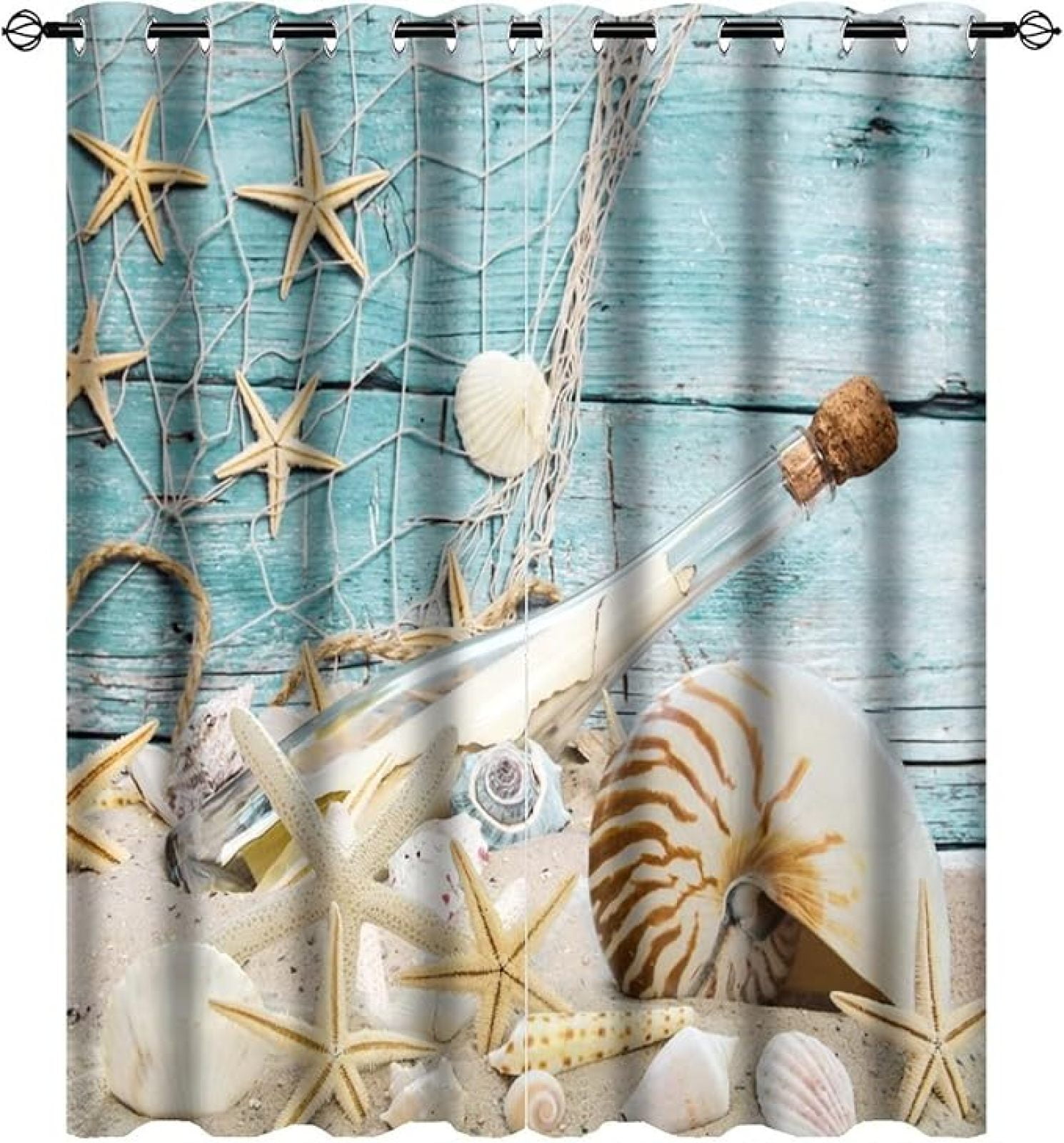 Vintage Nautical Beach Theme Room Darkening Blackout Window Curtains ...