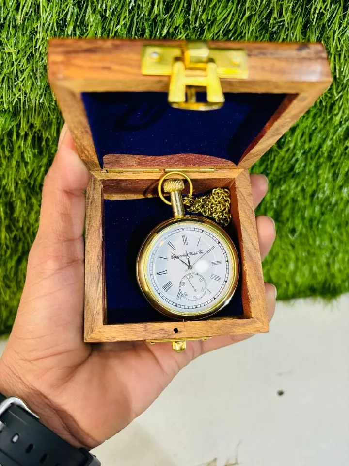 Vintage Nautical Brass Pocket Watch Elgin Look Collectible Antique ...