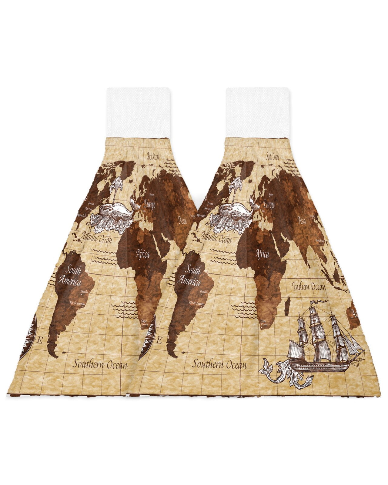 Vintage Nautical Map Whale Boat Custom Wipe Hand Towel Absorbent ...