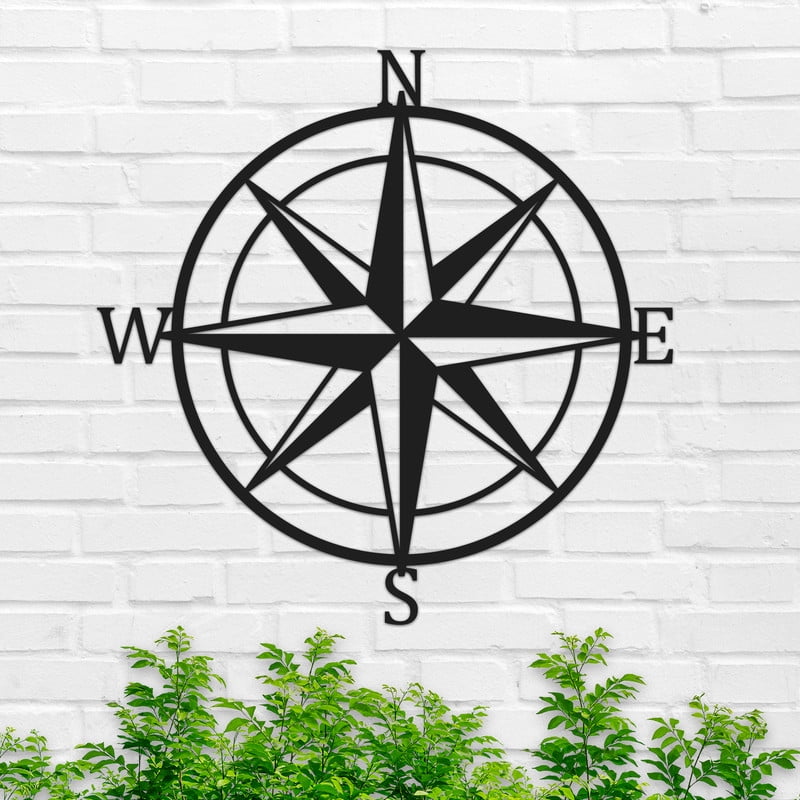 Vintage Nautical Rose Compass Metal Sign, Nautical Theme pattern Metal ...