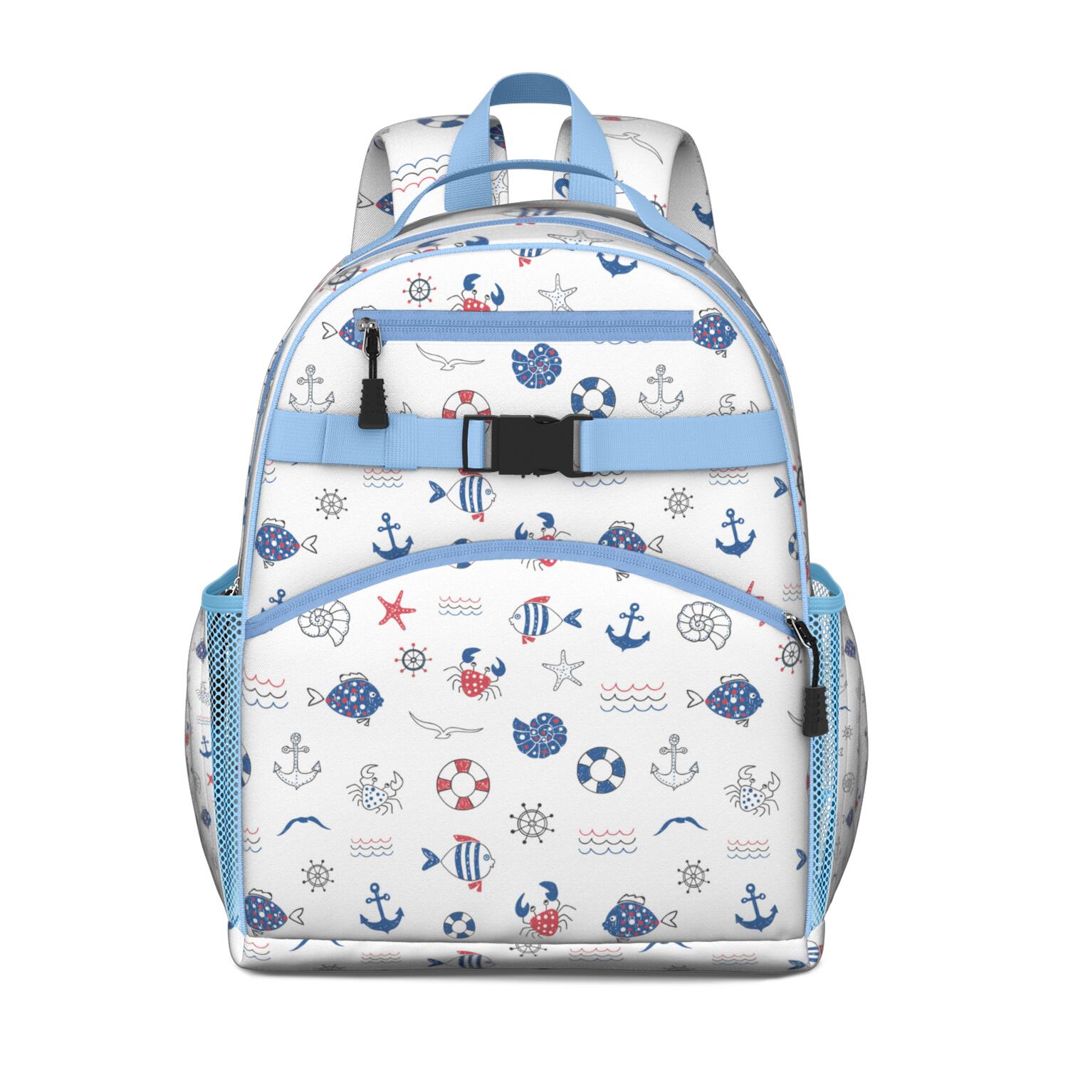 Vintage Nautical Students Backpack with Anchor, Boat, Coastal Marine ...
