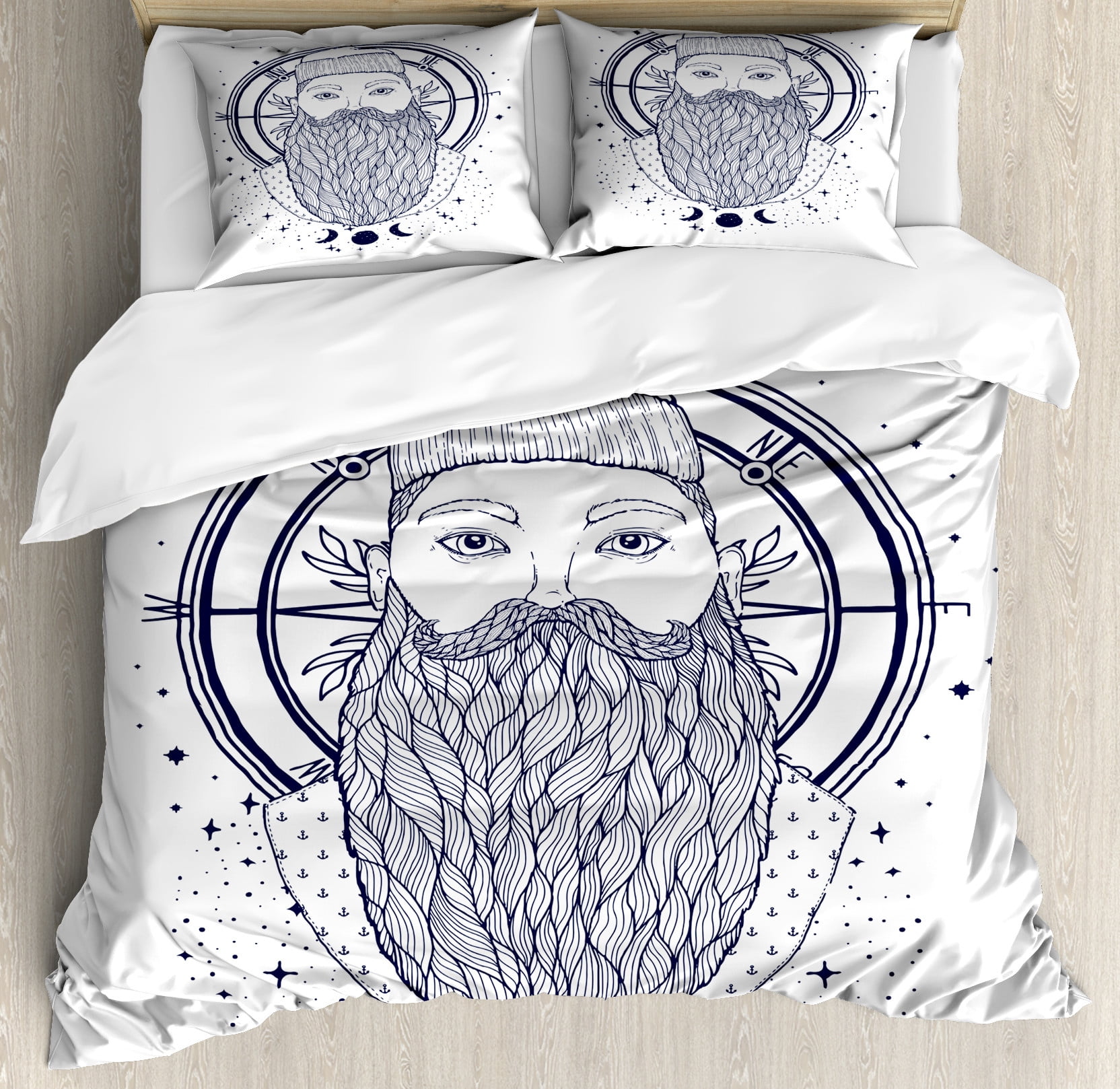 Vintage Nautical Tattoo Duvet Cover Set, Old Mystic Alchemist Seaman ...