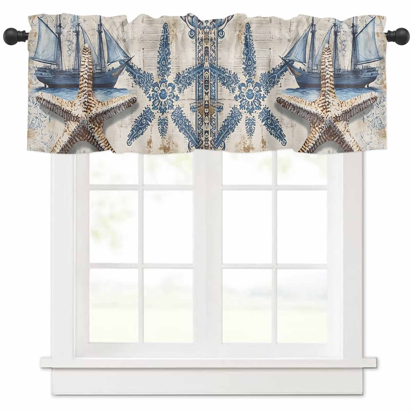 Vintage Nautical Valances for Windows Farmhouse Kitchen Curtains ...