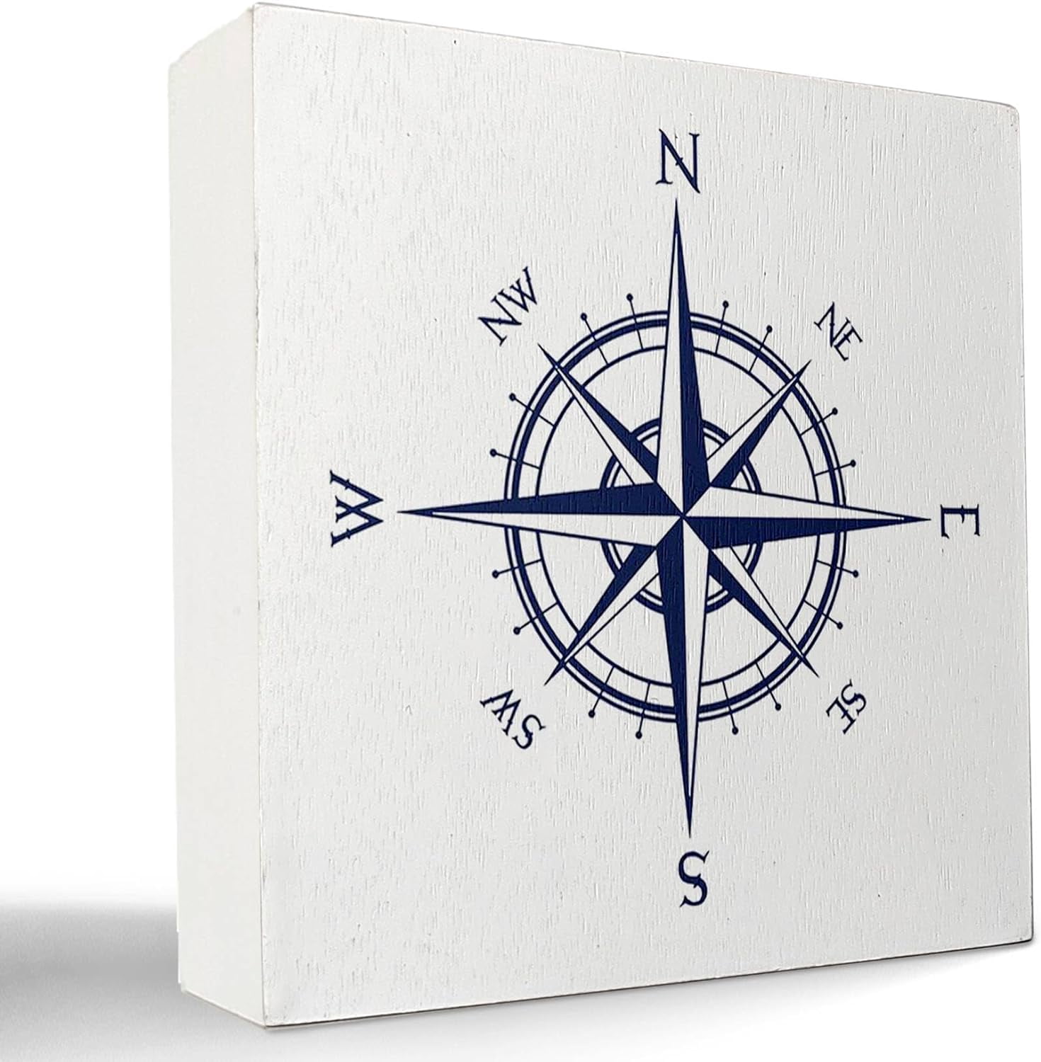 Vintage Navy Blue Compass Wooden Box Sign Desk Decor,Rustic Nautical ...