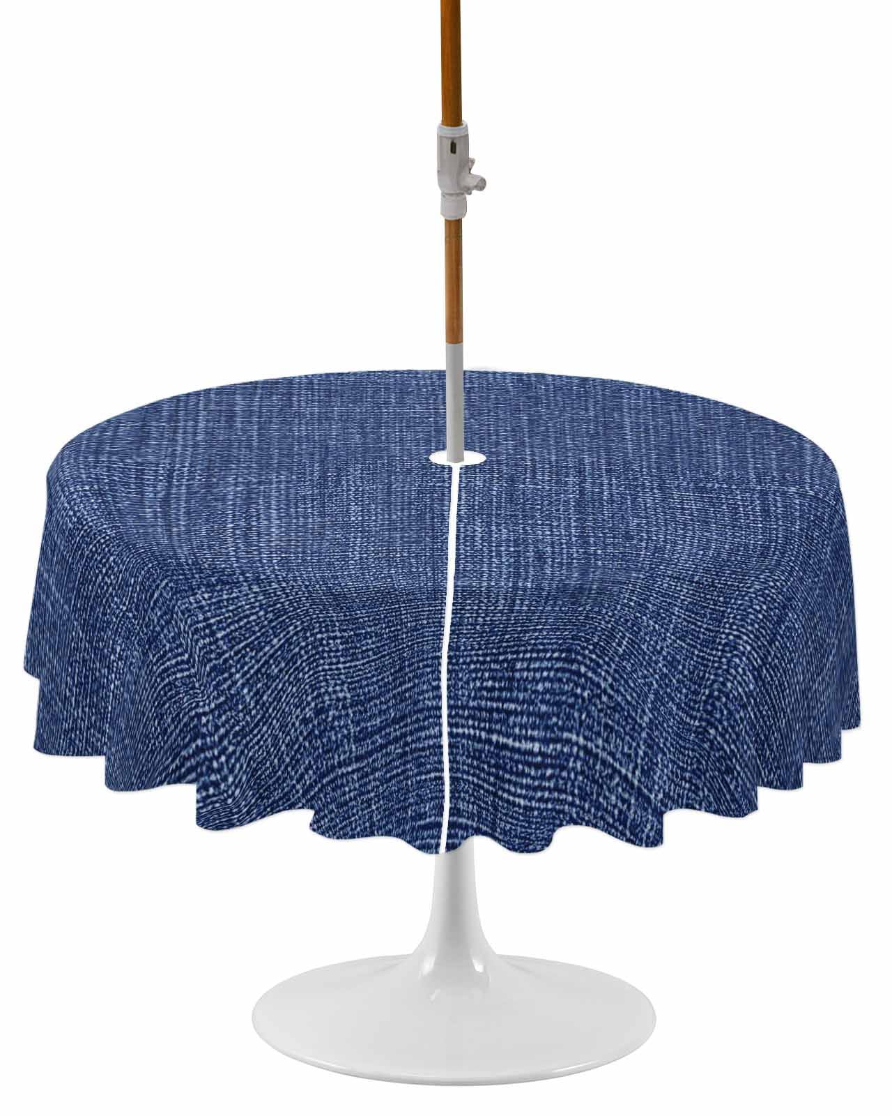 Vintage Navy Blue Round Outdoor Tablecloth, Waterproof Table Cloth ...