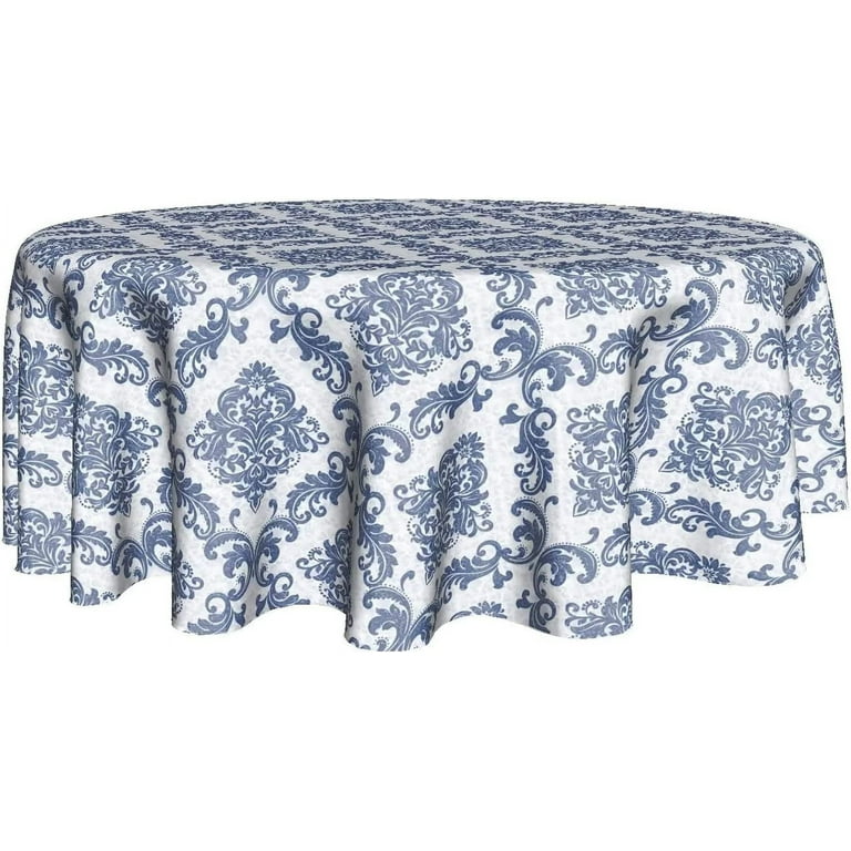 blue patterned tablecloth wedding