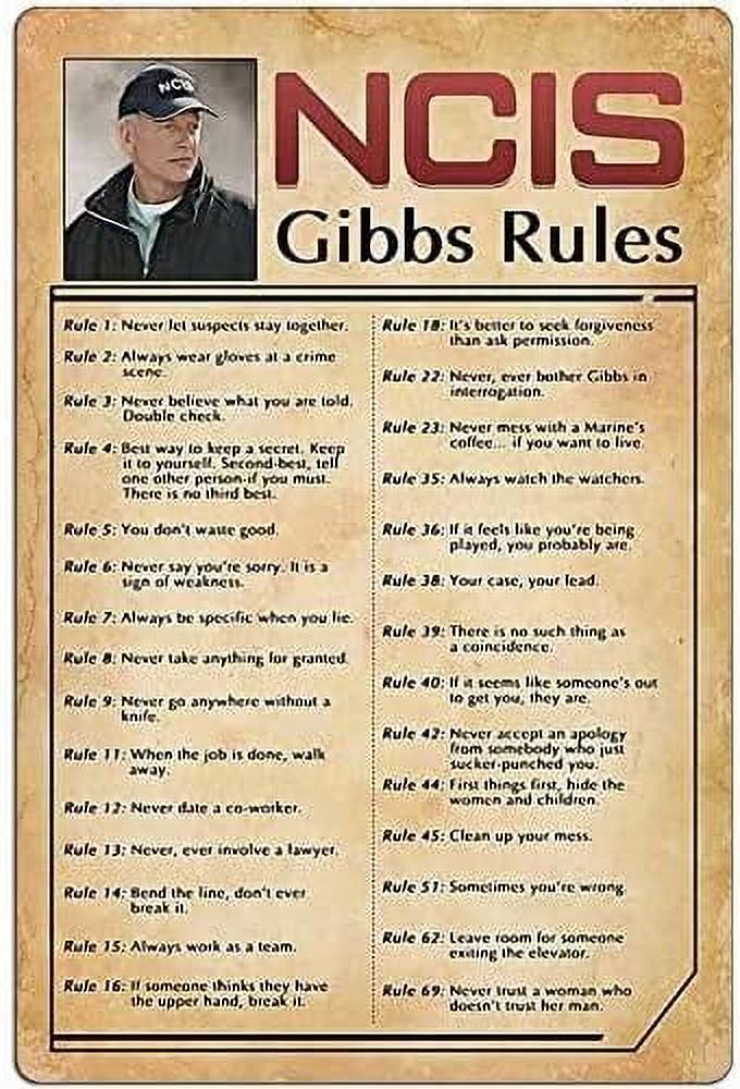 Vintage Ncis Gibbs Rules Tin Sign Wall Decor Aluminum Sign Home Bar ...