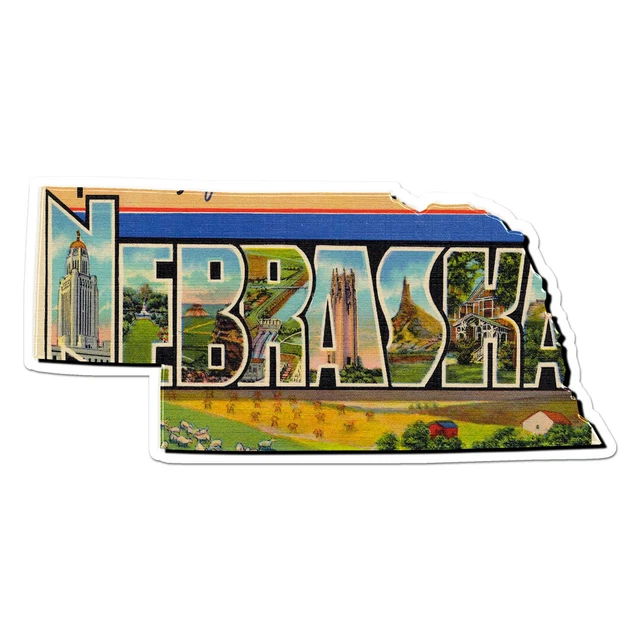 Vintage Nebraska Map Sticker Phone Decal Water Bottle Stickers Car ...