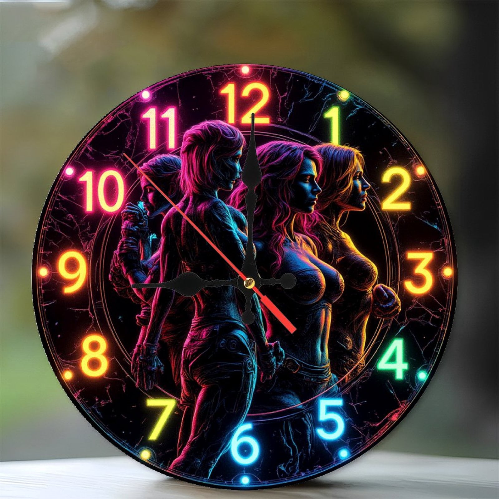 Vintage Neon Wall Clock with Unique Artistic Design 10-Inch Silent ...