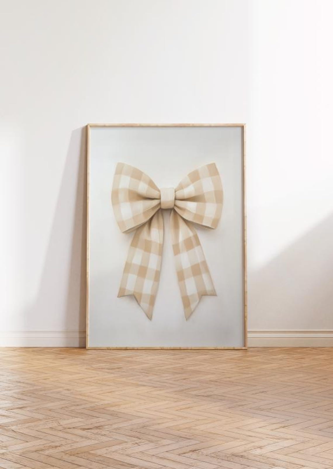 Vintage Neutral Bow Nursery Print, Neutral Preppy Gingham Wall Art, Bow ...
