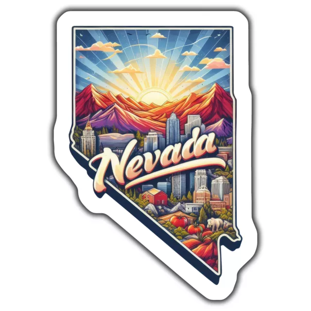 Vintage Nevada State Sticker, Retro Travel Decal With Scenic Landscape ...