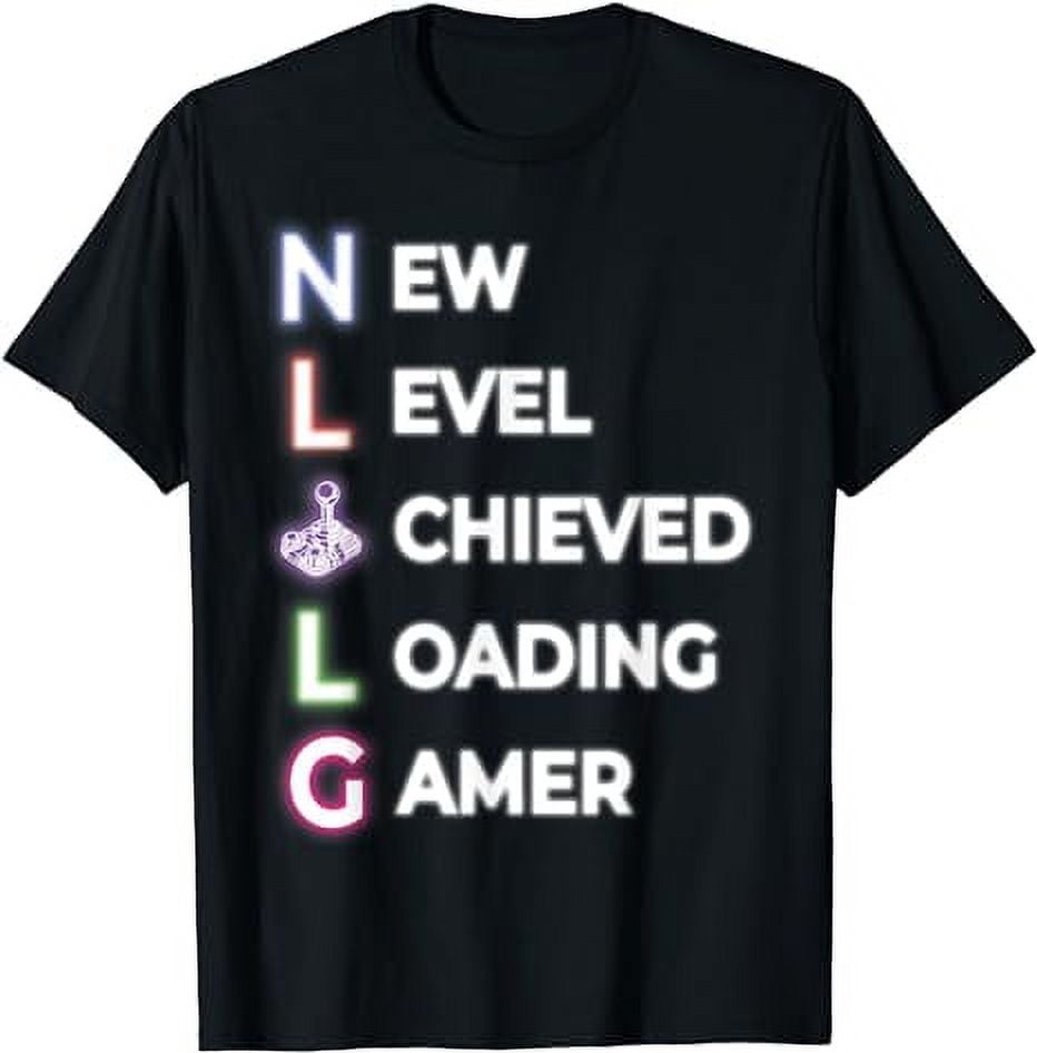 Vintage New Level Achieved Loading Gamer Joystick Game Gift T-Shirt ...
