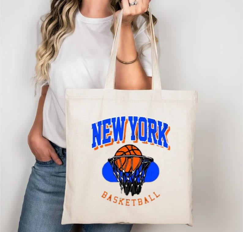 Vintage New York Basketball Fan Art Throwback NYC Hoops Tote Bag, a ...