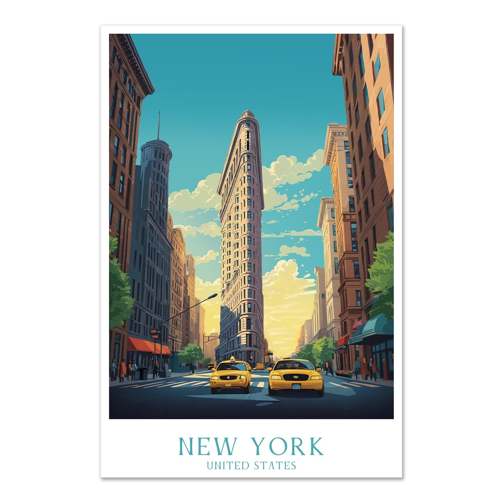 Vintage New York Canvas Wall Art, Flatiron Building Poster -Manhattan ...