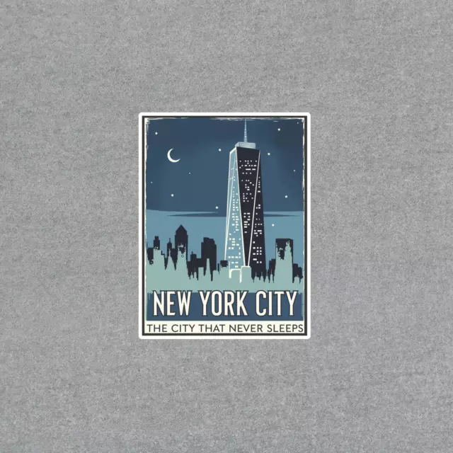 Vintage New York City Night Skyline Travel Sticker Stickerphone Decal ...