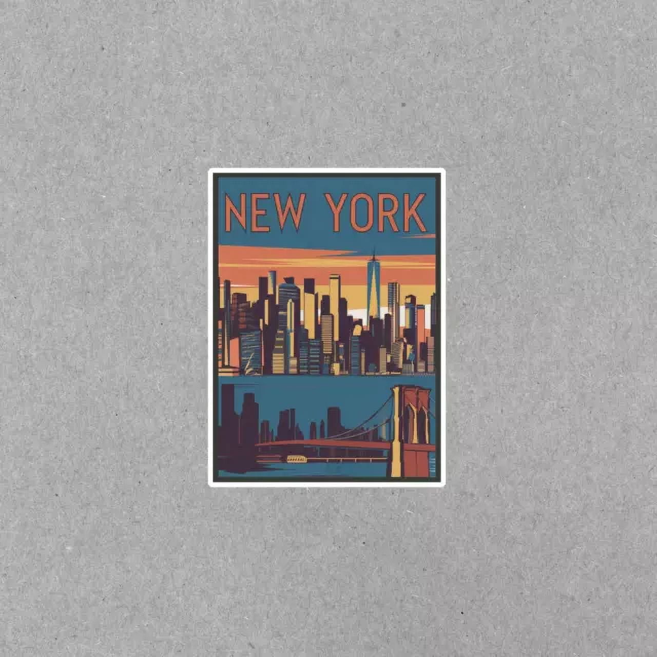 Vintage New York City Skyline Sticker - Retro Travel Decal Souvenir ...