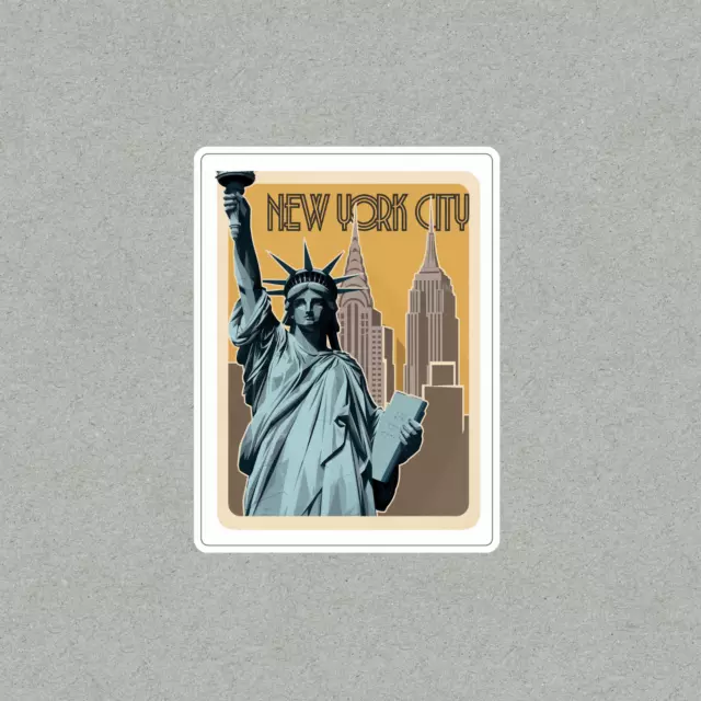 Vintage New York City Travel Sticker Iconic Statue Of Liberty Art Print ...