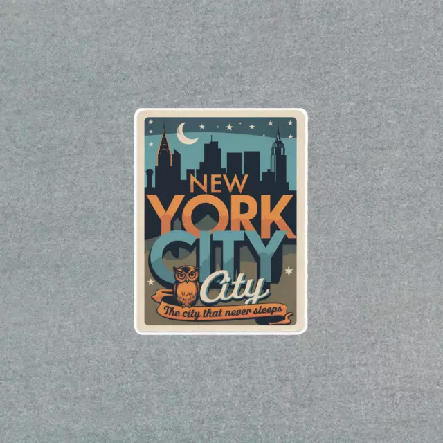 Vintage New York City Travel Sticker, Retro Nyc Skyline Wall Art Print ...