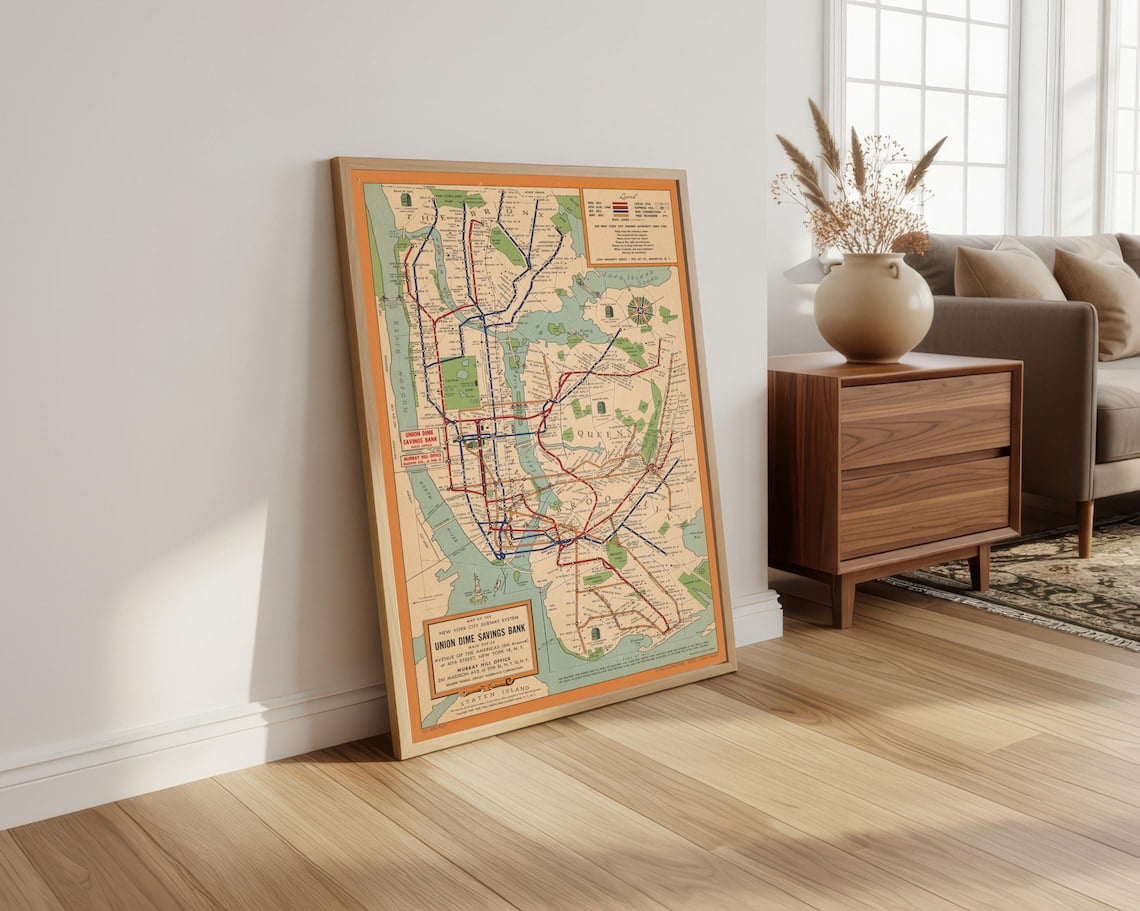 Vintage New York Subway Map Poster Unframed Paper Print - Walmart.com