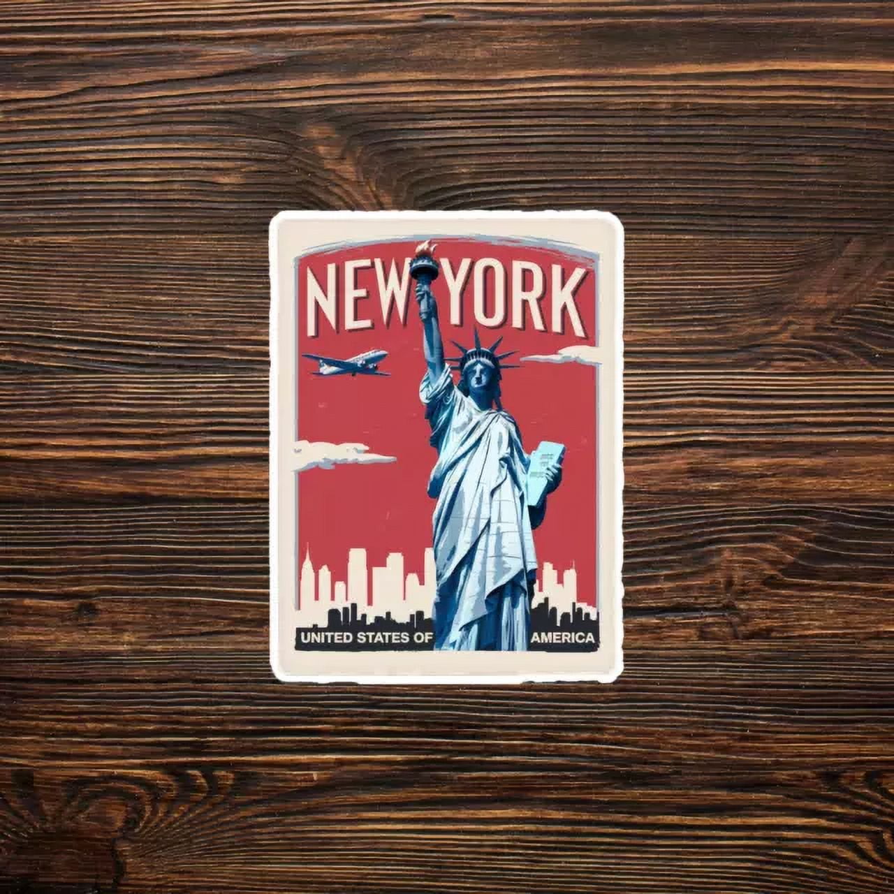 Vintage New York Travel Sticker - Statue Of Liberty Art Print ...