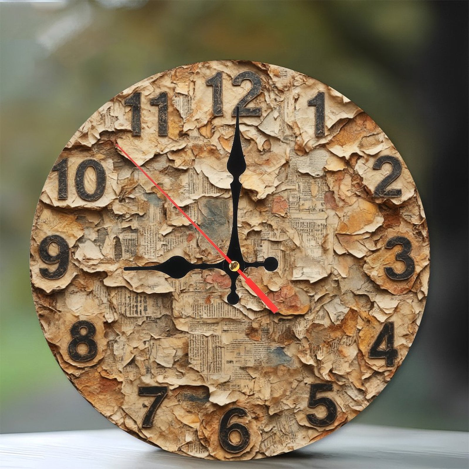 Vintage Newspaper Collage Wall Clock Rustic Home Decor 10-Inch Silent ...