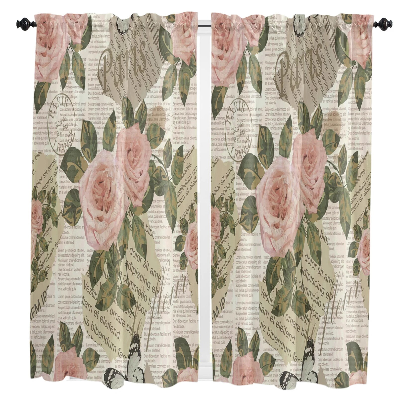 Vintage Newspaper Curtains For Living Room Kitchen Curtain Bedroom ...