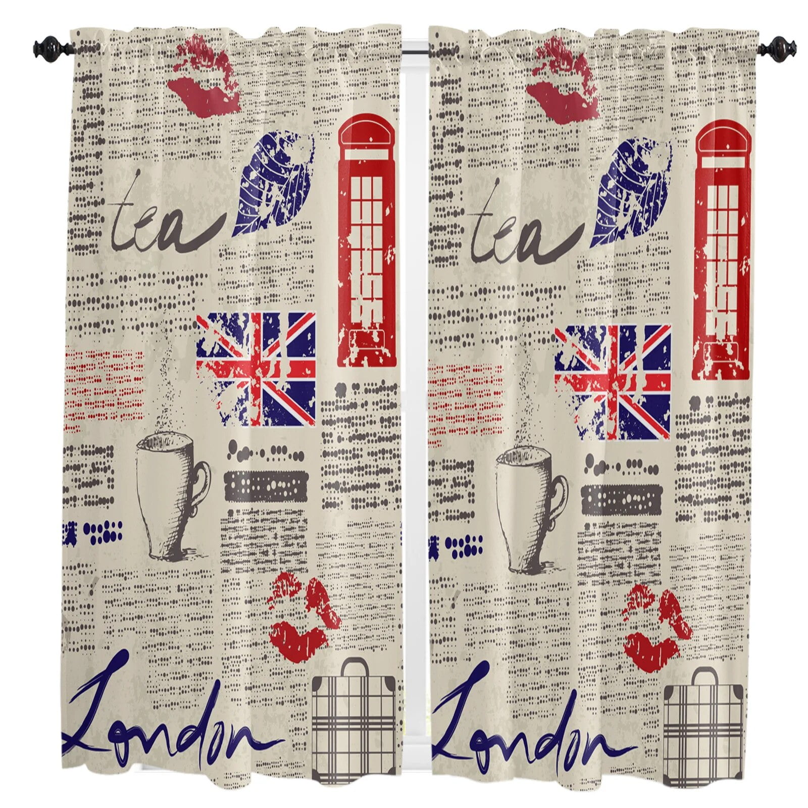 Vintage Newspaper Curtains For Living Room Kitchen Curtain Bedroom ...