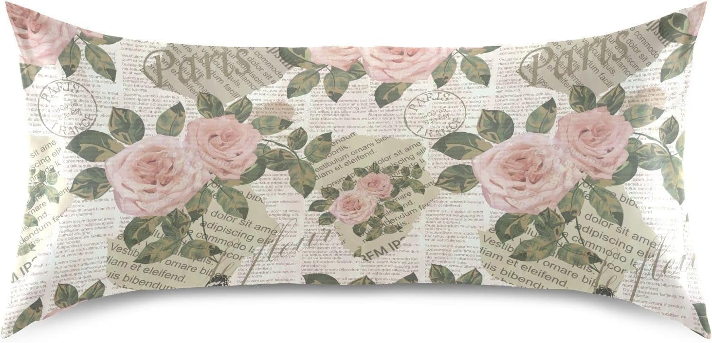 Vintage Newspaper and Flower Silky Satin Pillowcase, Luxury Soft Pillow ...