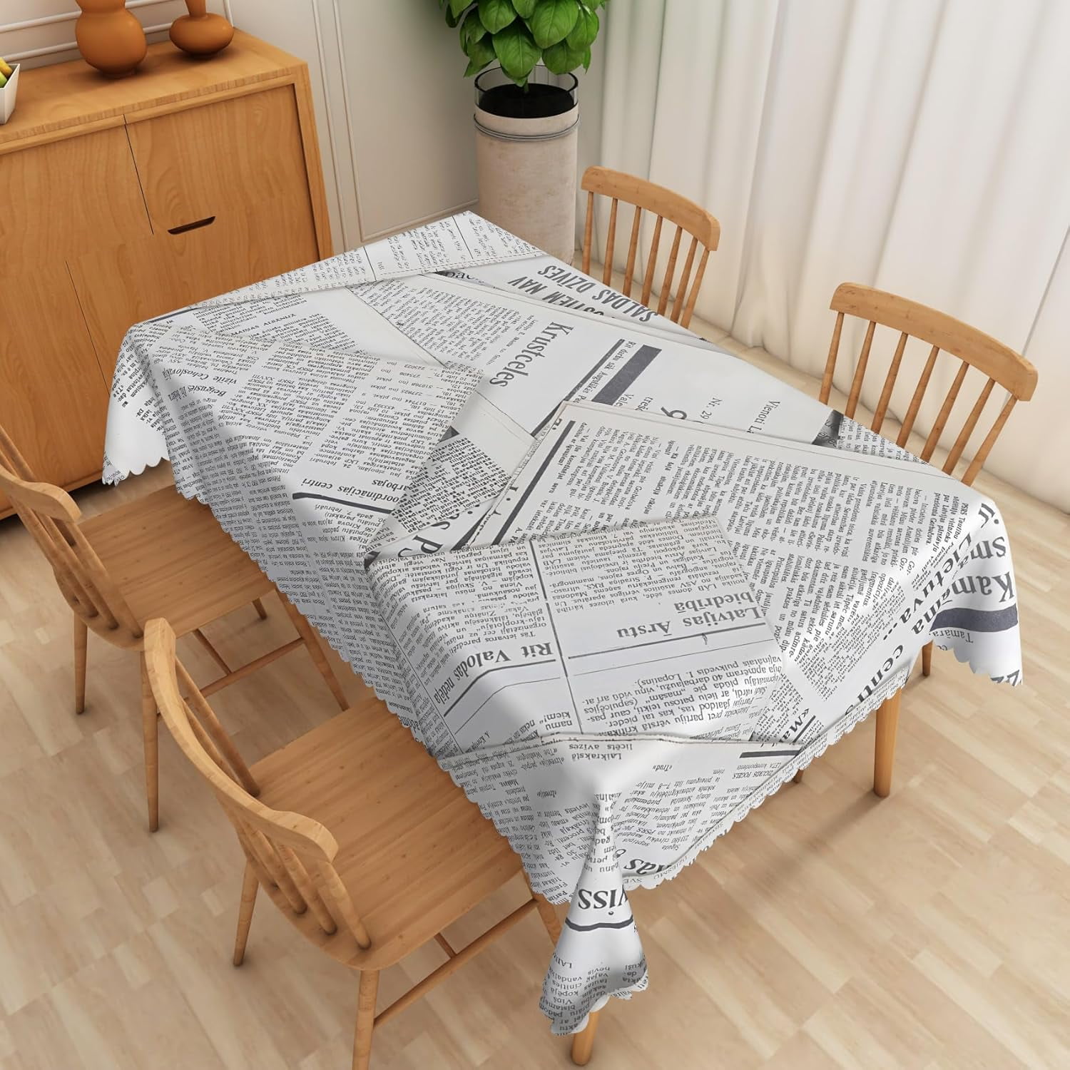 Vintage Newspaper Printed Tablecloth Rectangle,70x120 Inch Paper ...