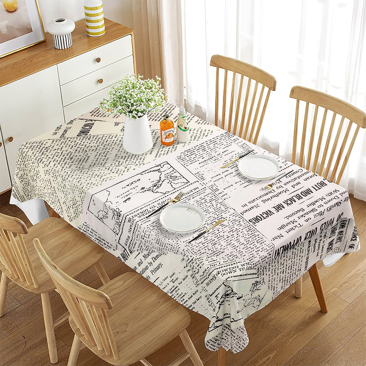 Vintage Newspaper Tablecloth Old Historic Journal French Paper ...