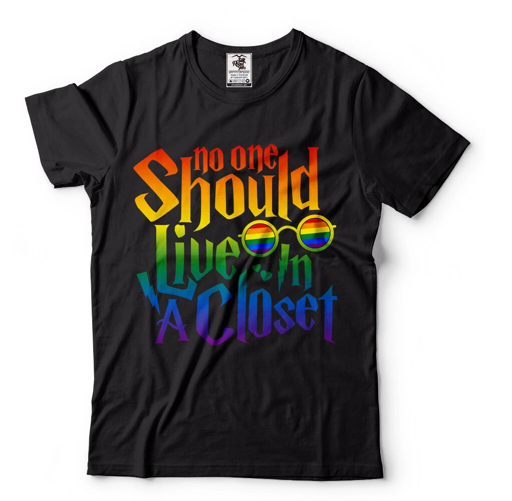 Vintage No One Should Live In A Closet Lgbt Support Gay Lesbian Tee ...